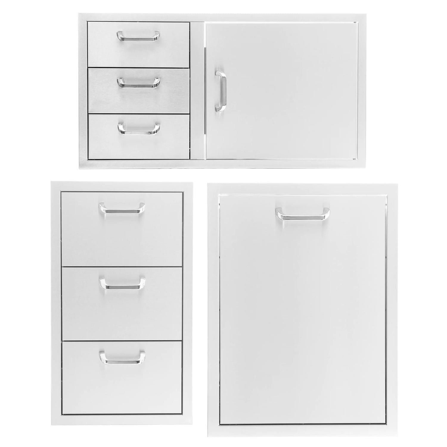 BBQGuys Signature 3-Piece 39-Inch Door & Triple Drawer Combo Outdoor ...