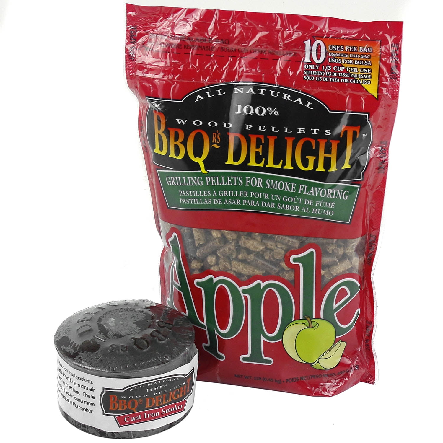 BBQr's Delight Cast Iron Smoker Pot Wood Pellet Smoke BBQ with 1lb ...