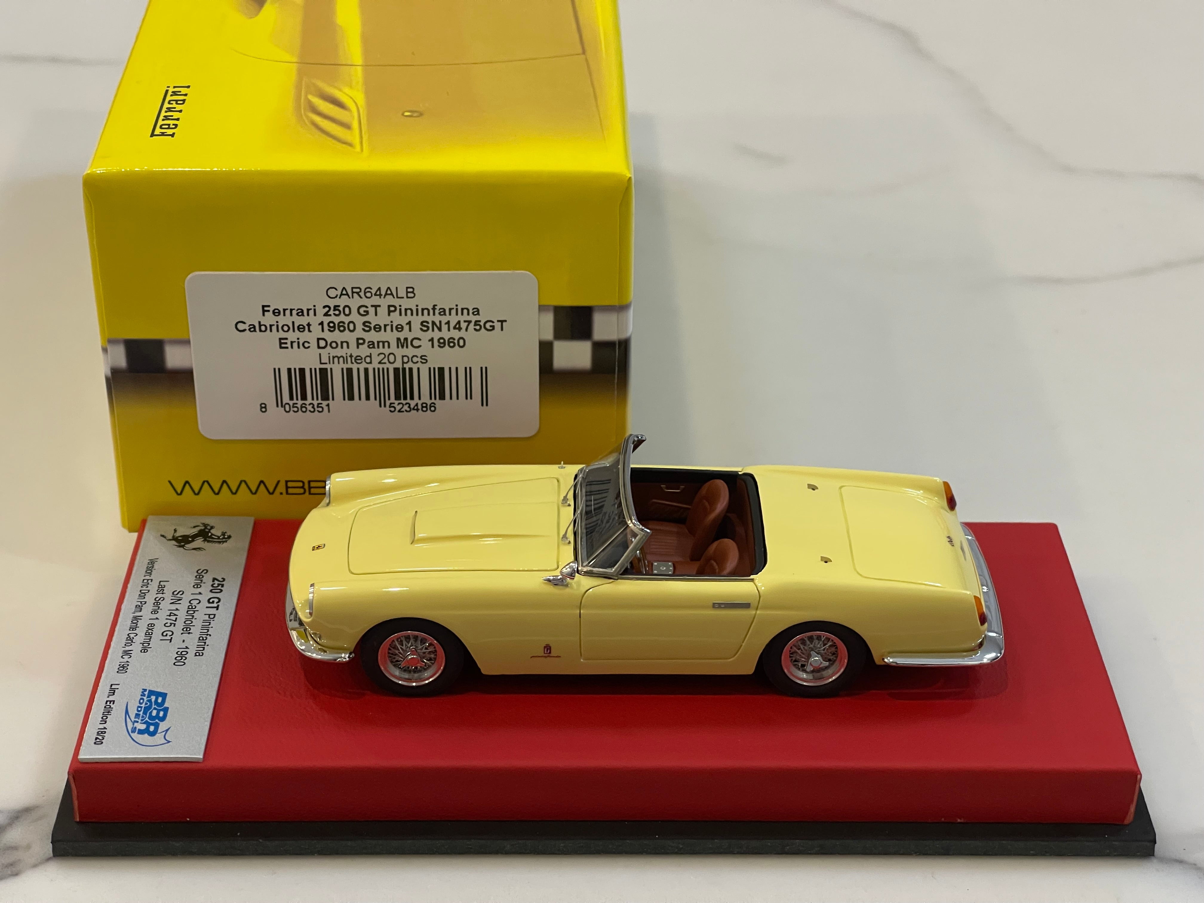 BBR 1/43 Ferrari 250 GT Cabriolet Series I 1475GT 1960 Light Yellow ...