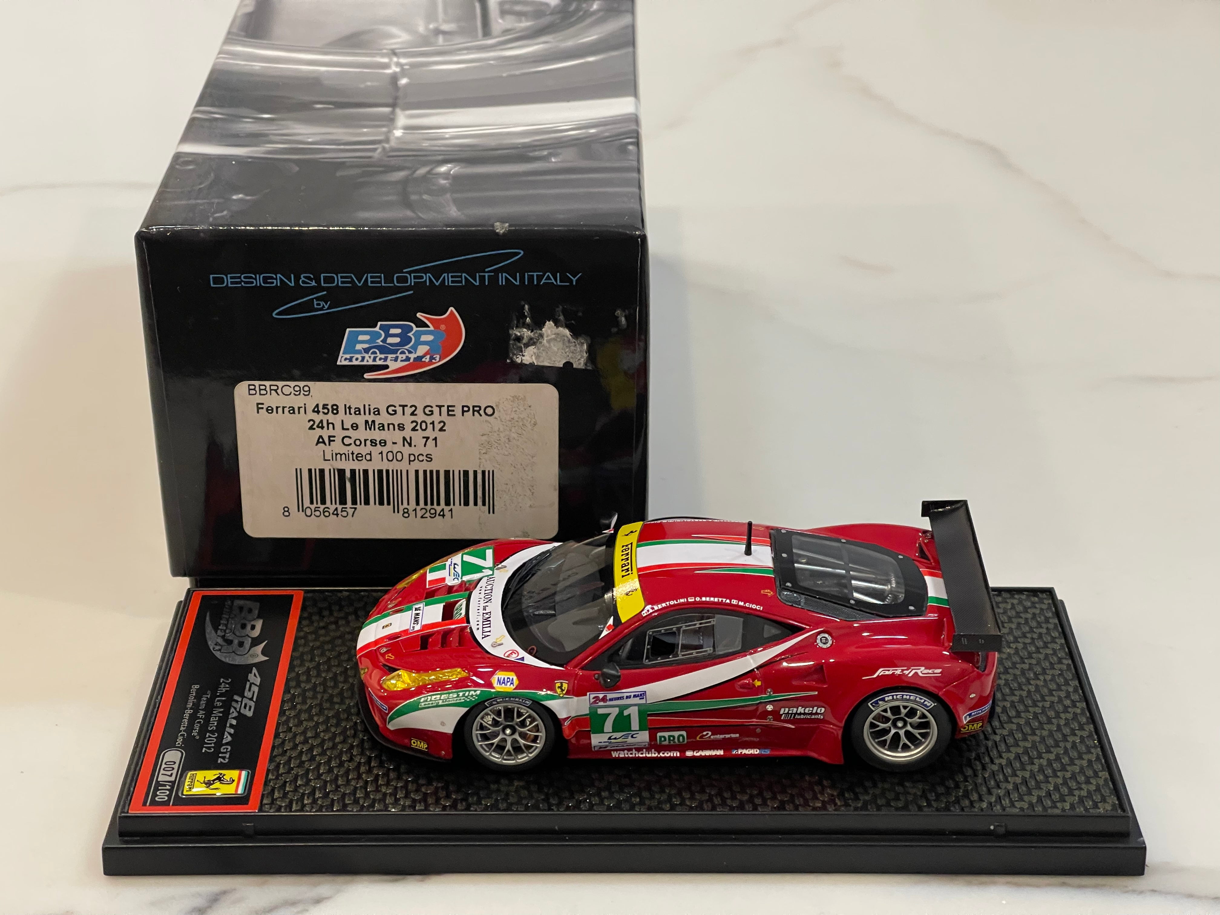 BBR 1/43 Ferrari 458 Italia GT2 GTE Pro 24 Hours Le Mans 2012 Red No. 71 BBRC99 - Walmart.com