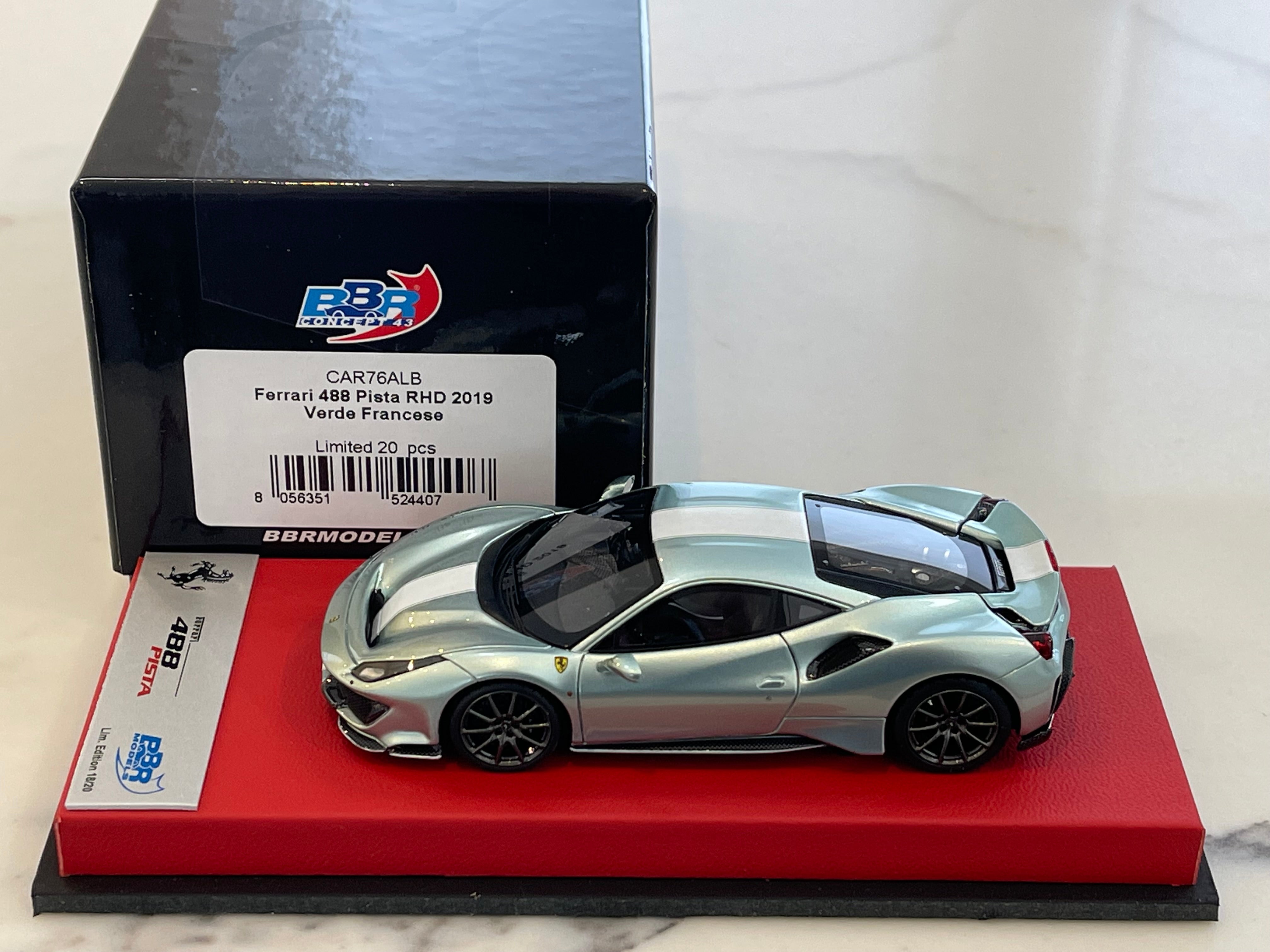 BBR 1/43 Ferrari 488 Pista RHD 2019 Verde Francese CAR76ALB - Walmart.com