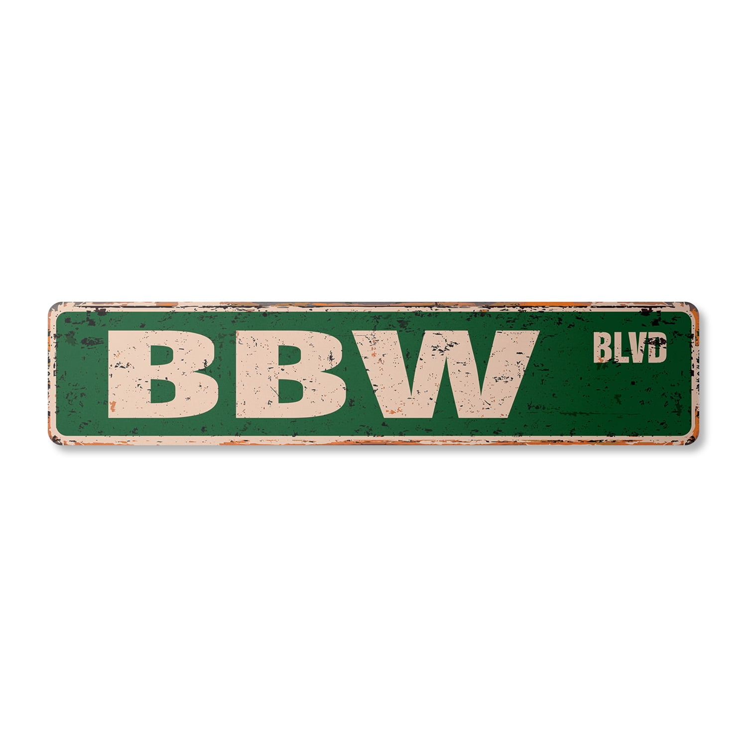 BBW Vintage Aluminum Street Sign Big Beautiful Woman plus size rustic ...