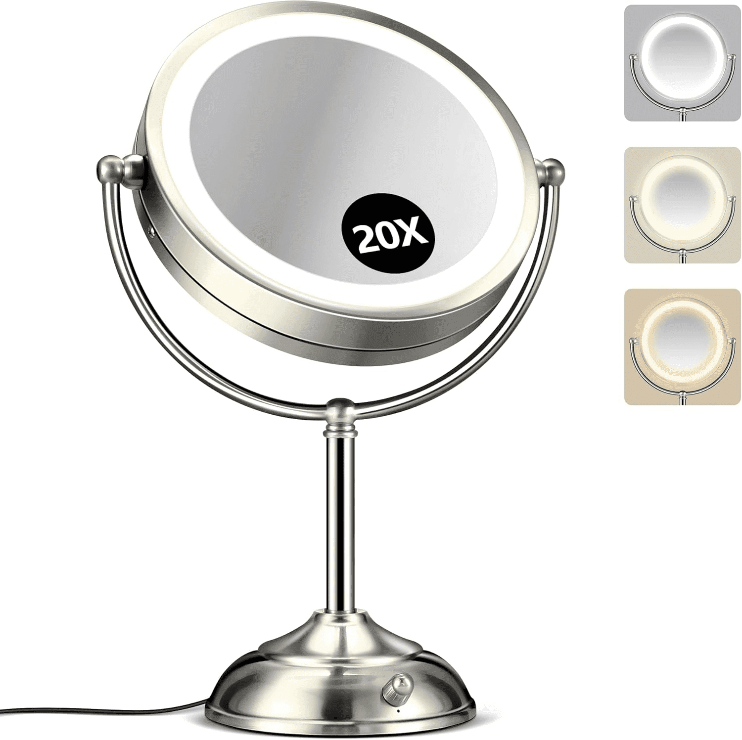 BBeauty Planet 20x Large Lighted Makeup Mirror, Rechargeable 8.6 ...