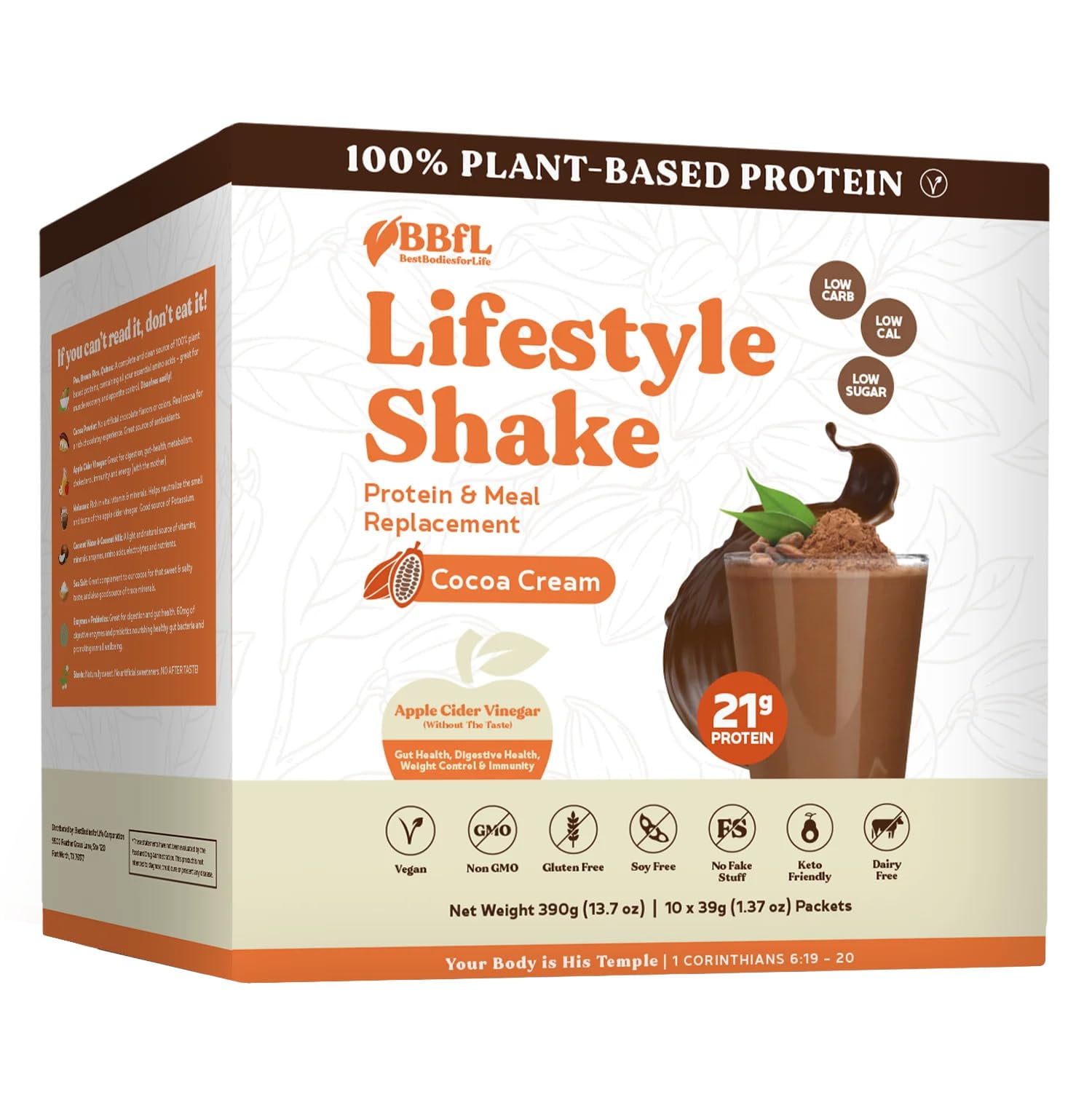 BBfL Meal Replacement Shakes, SSF20 21g Protein, Vegan Plant Based ...