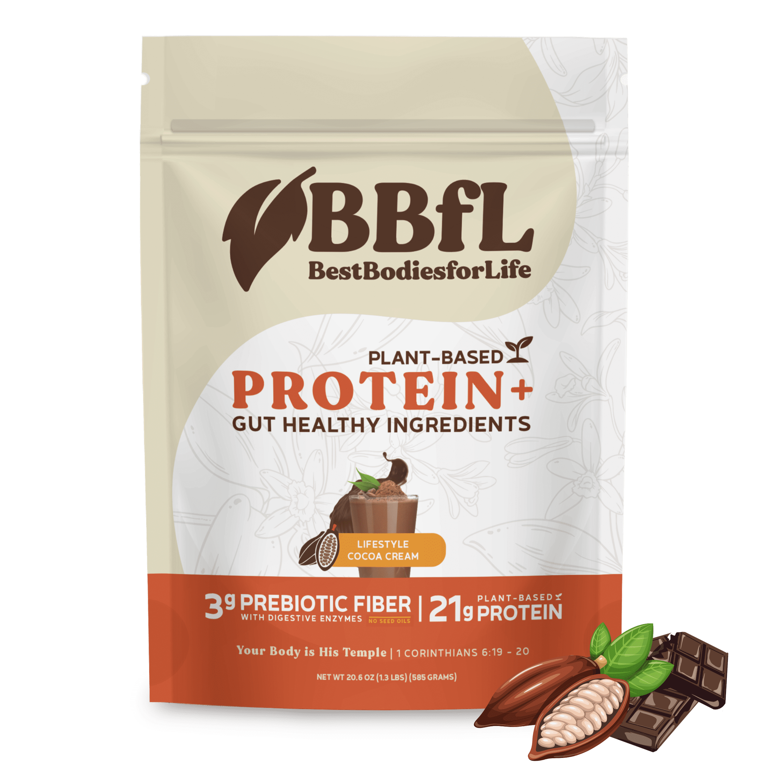 BBfL Protein Functional Powder, 21g Protein, Vegan Plant Based, Cocoa ...
