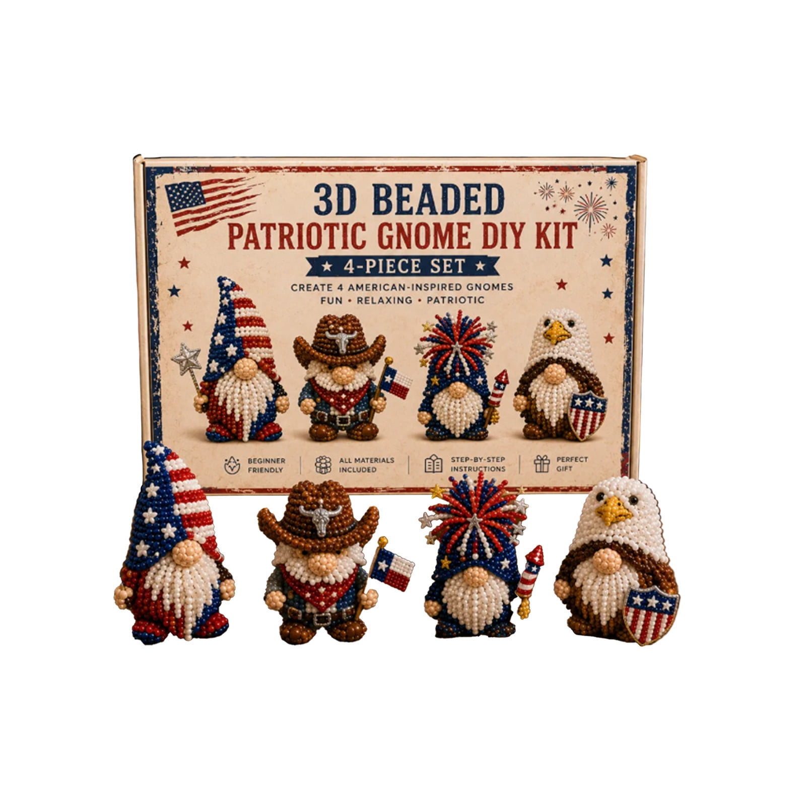 BBilaBu 3D Beaded Gnome Craft Kit,DIY Handmade Bead Art Set forTeens ...