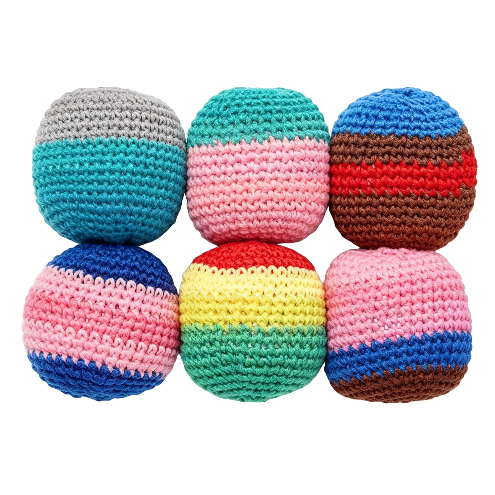 BBilaBu 6PCS Hand Made Knitted Footbag Set,Assorted Footbag Crochet ...