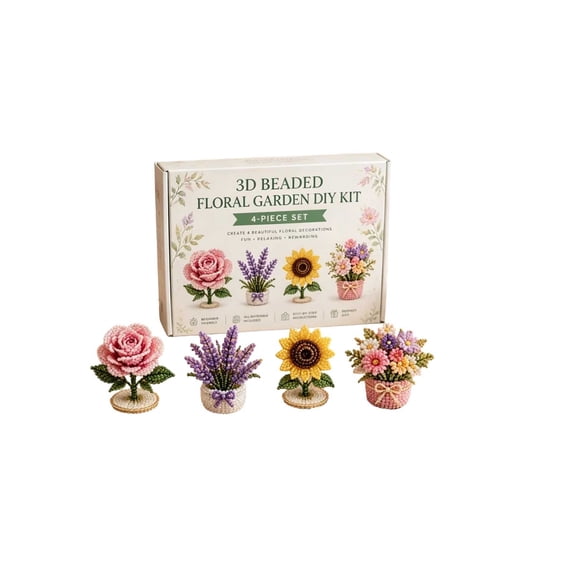 BBilaBu Beaded Flower Kit,Tiny 3D Beaded Flower DIY Kit,Embroidery ...