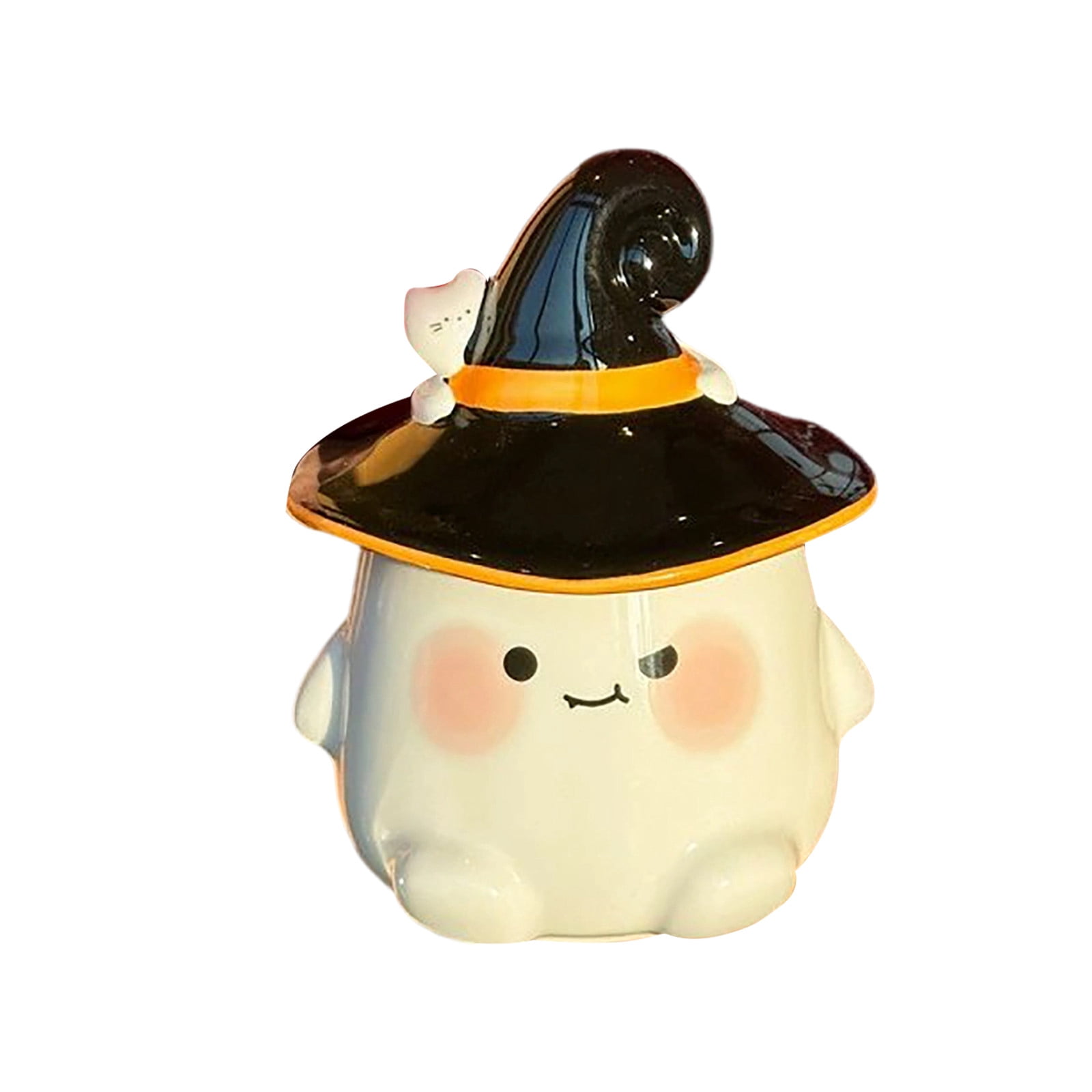 BBilaBu Halloween Cute Ghost Ceramic Coffee Mug with Witch Hat Lid ...