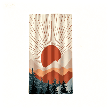 BBilaBu Mid Century Boho Sunrise Shower Curtain,Waterproof Abstract ...