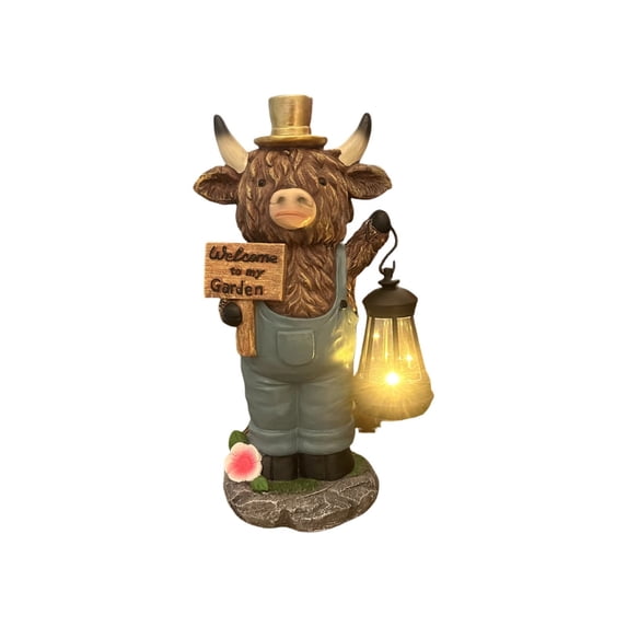 BBilaBu Solar Highland Cow Garden Outdoor Statue,with LED Light ...