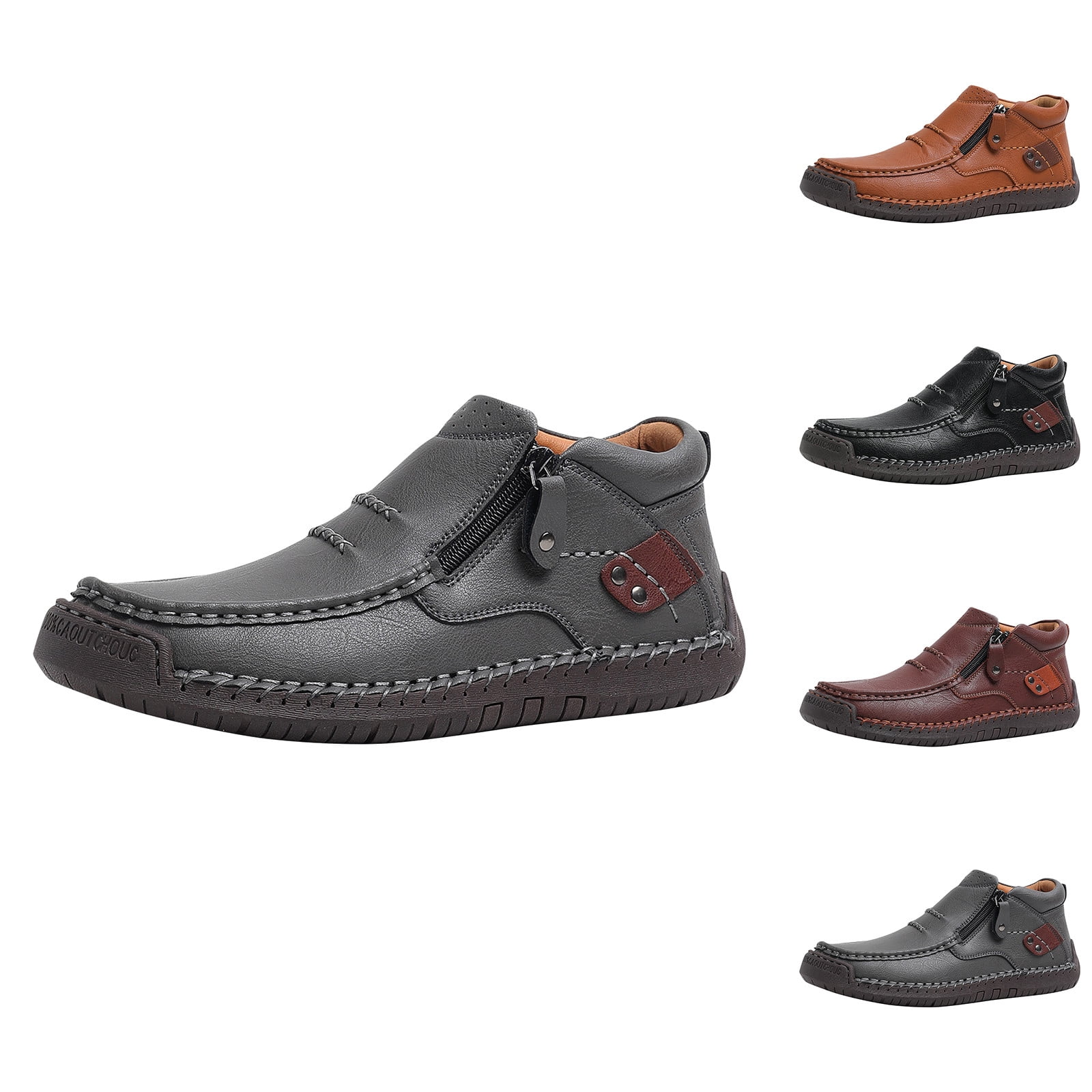 BByeadc Men’s Shoes Handmade Premium Leather Ankle Boots, Slip-On ...