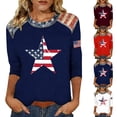 BByeadc Patriotic Shirts for Women Fashion Crew Neck 3/4 Length Sleeve ...