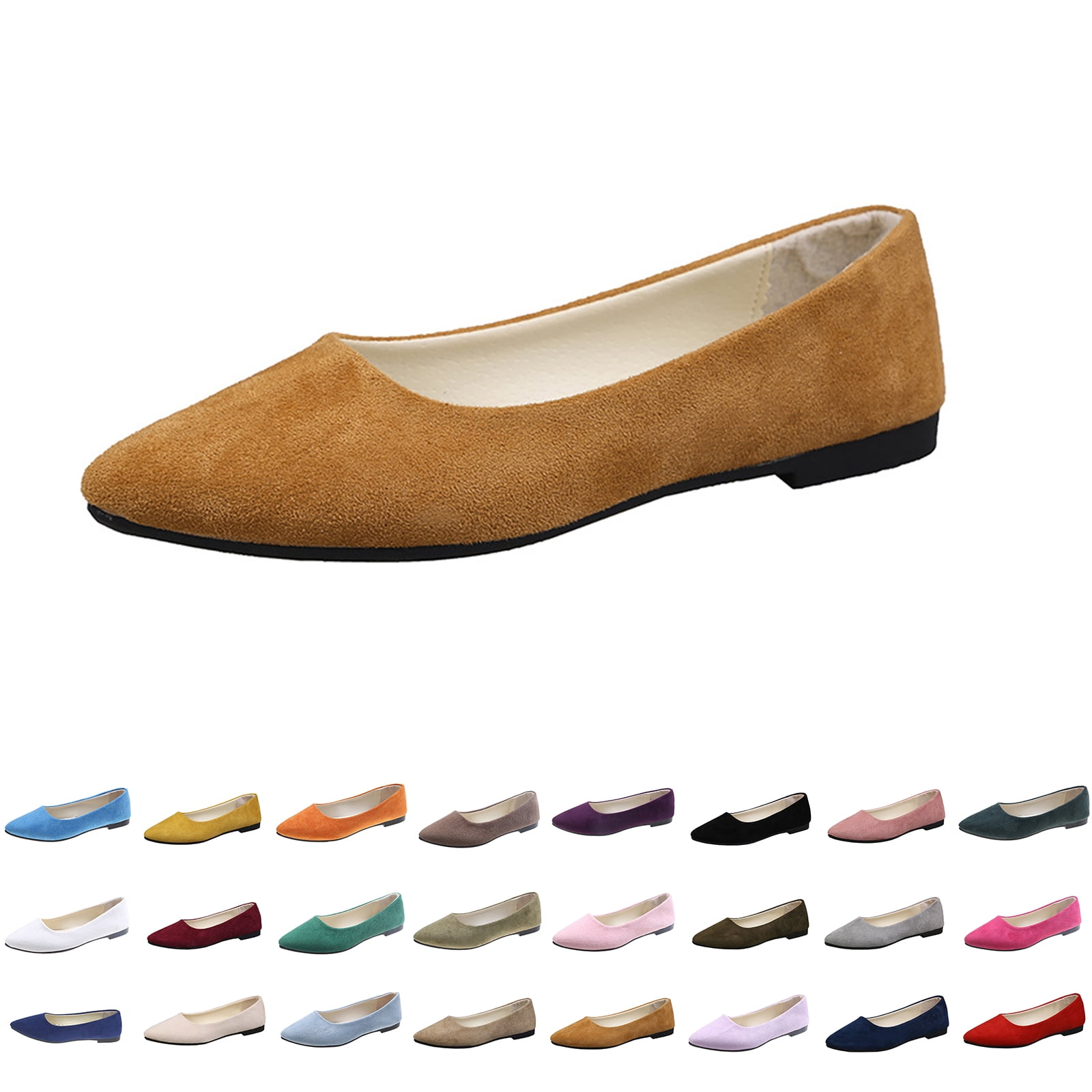 BByeadc Shoes for Women Pointed Toe Suede Ballet Flats, Elegant ...