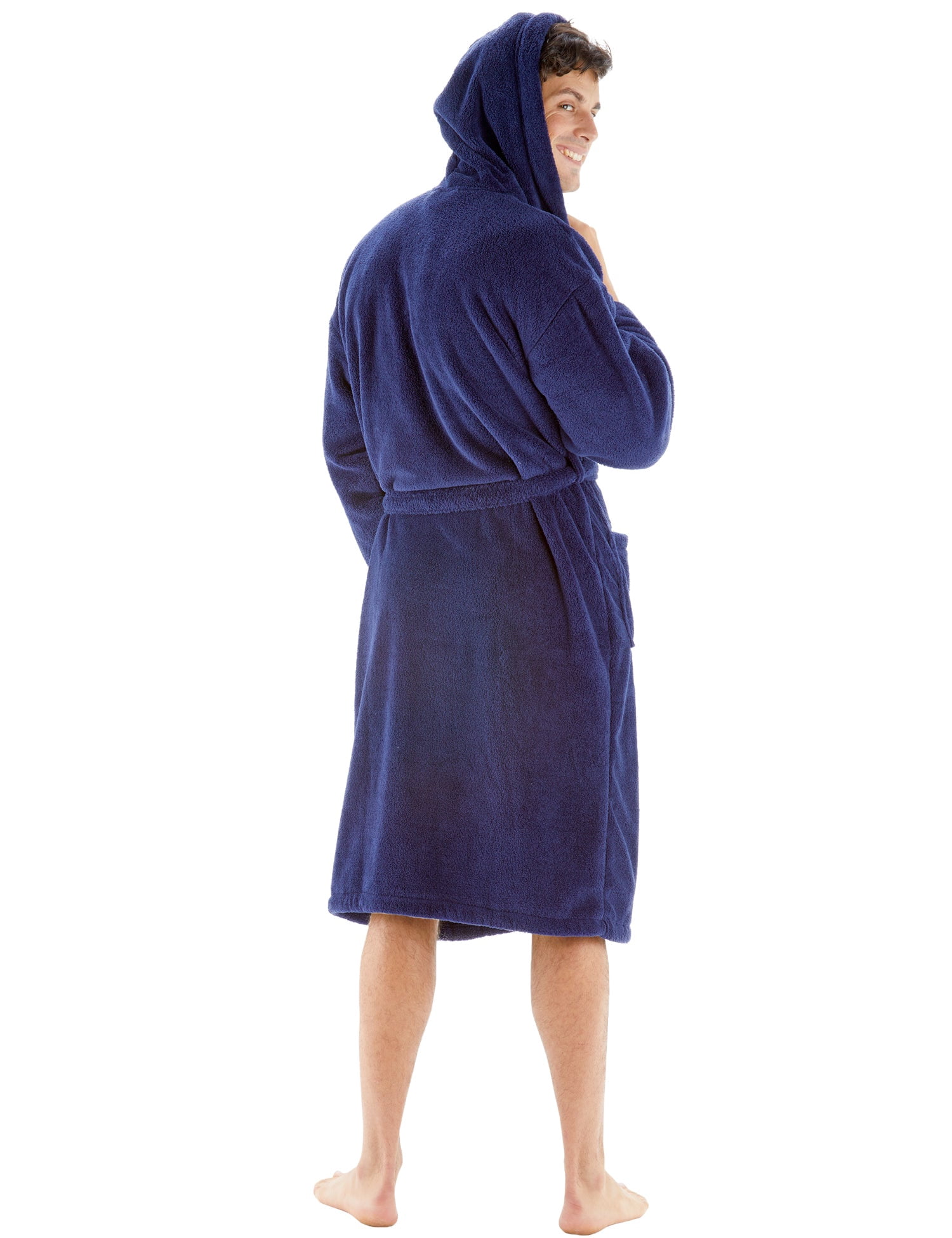 BC BARE COTTON Men's Robe Microfiber Plush Fleece Hooded Bathrobe ...