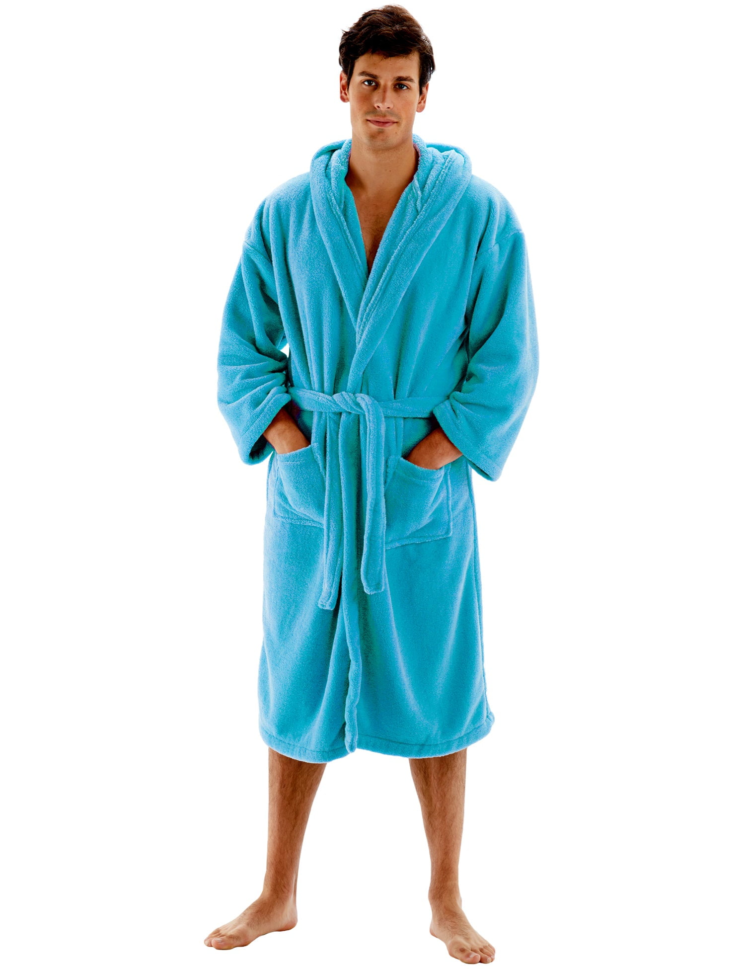 BC BARE COTTON Men's Robe Microfiber Plush Fleece Hooded Bathrobe ...
