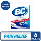 BC Powder Original Strength Pain Reliever, Aspirin Dissolve Packs, 6 ...