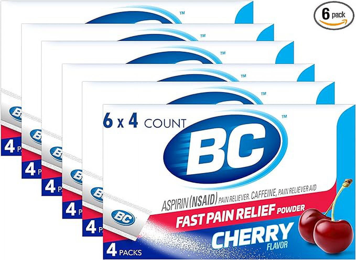 BC Powder Pain Reliever, Cherry Flavor Aspirin Dissolve Packs, 4 Count ...