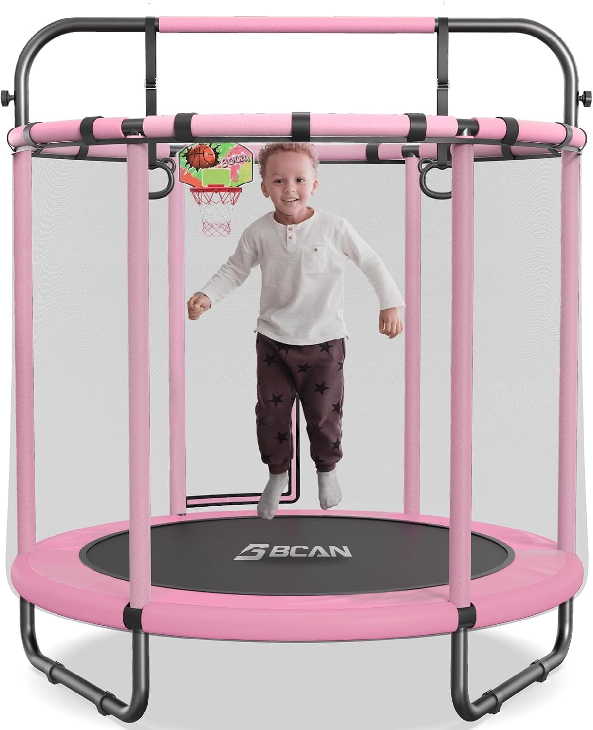 BCAN 60''/55" Mini Trampoline for Ages 1 to 8 Kid, 5FT Toddler ...