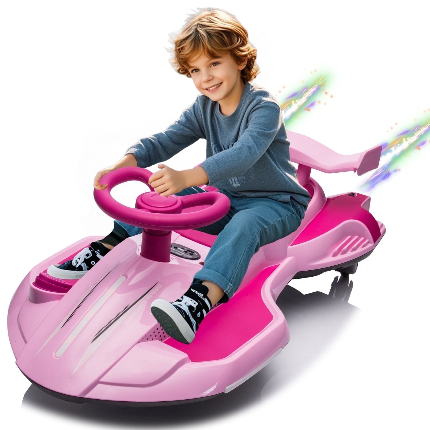 BCARORUR 12V Wiggle Car Ride on Toy, Electric Wiggle Car w/ 360 Degree ...