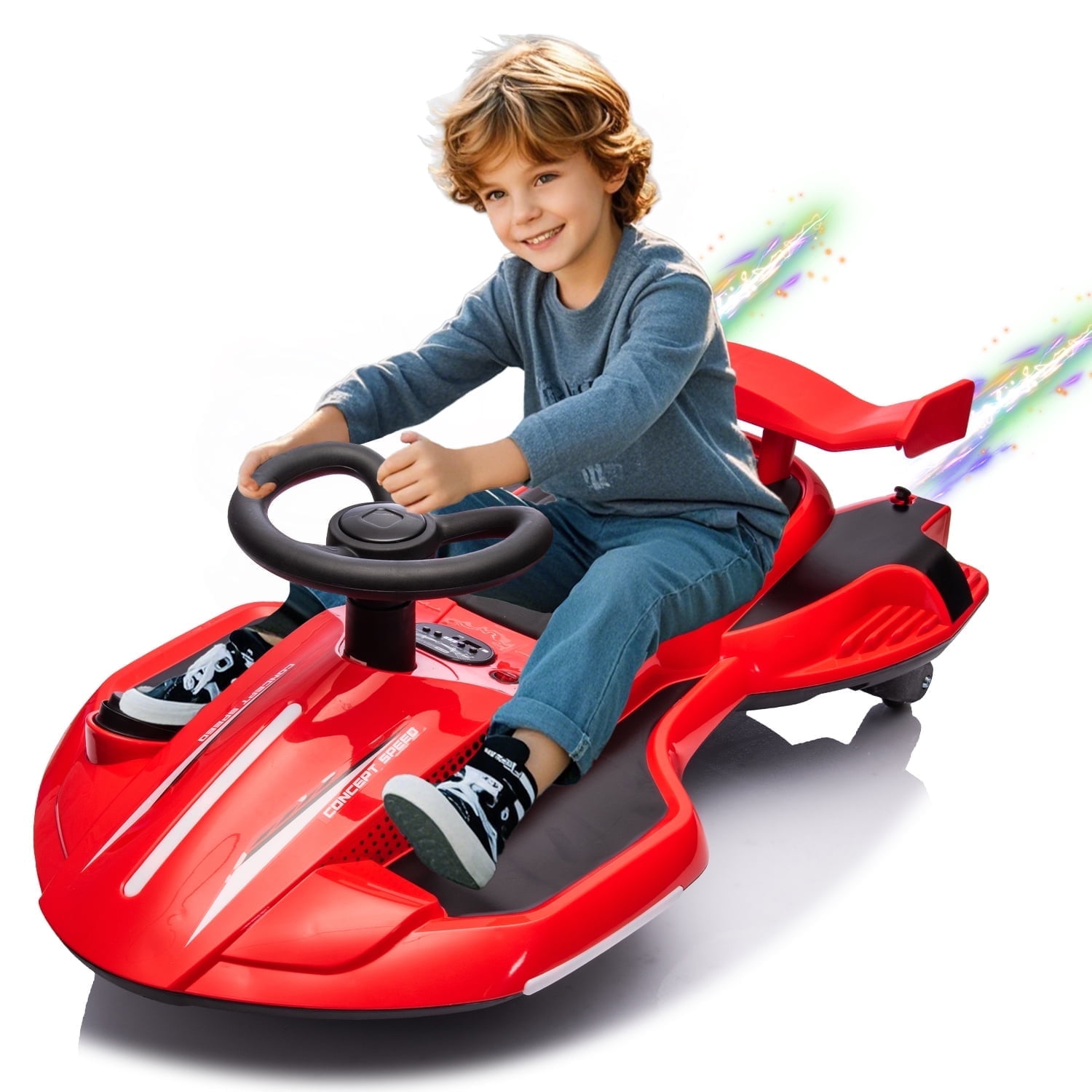BCARORUR 12V Wiggle Car Ride on Toy, Electric Wiggle Car w/ 360 Degree ...
