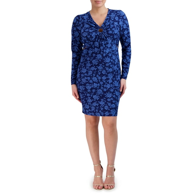 BCBG Paris Women's Ruched O-Ring Dress with Long Sleeves - Walmart.com