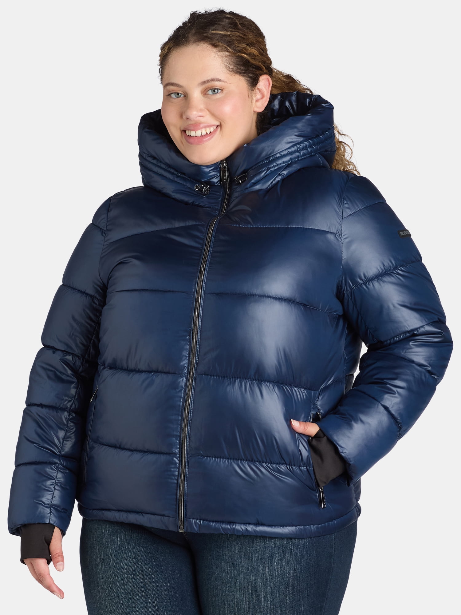 BCBG Paris Women's and Women's Plus Hooded Puffer Jacket, Heavyweight ...