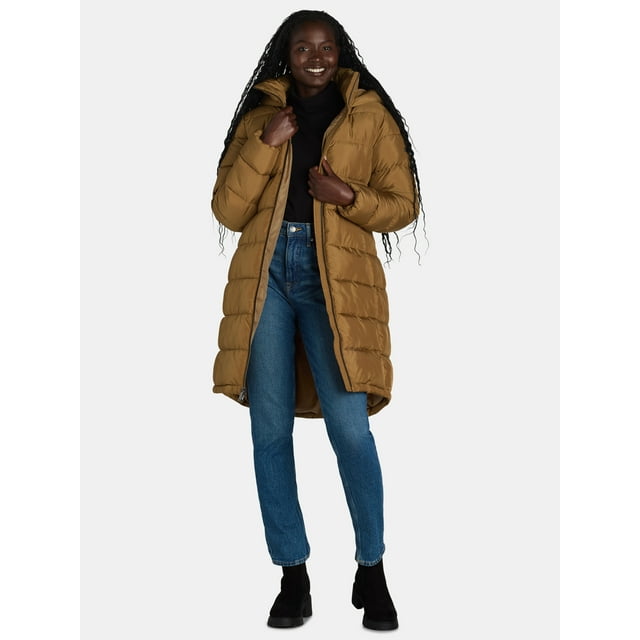 BCBG Paris Women's and Women's Plus Long Hooded Puffer Coat, Sizes S-3X ...