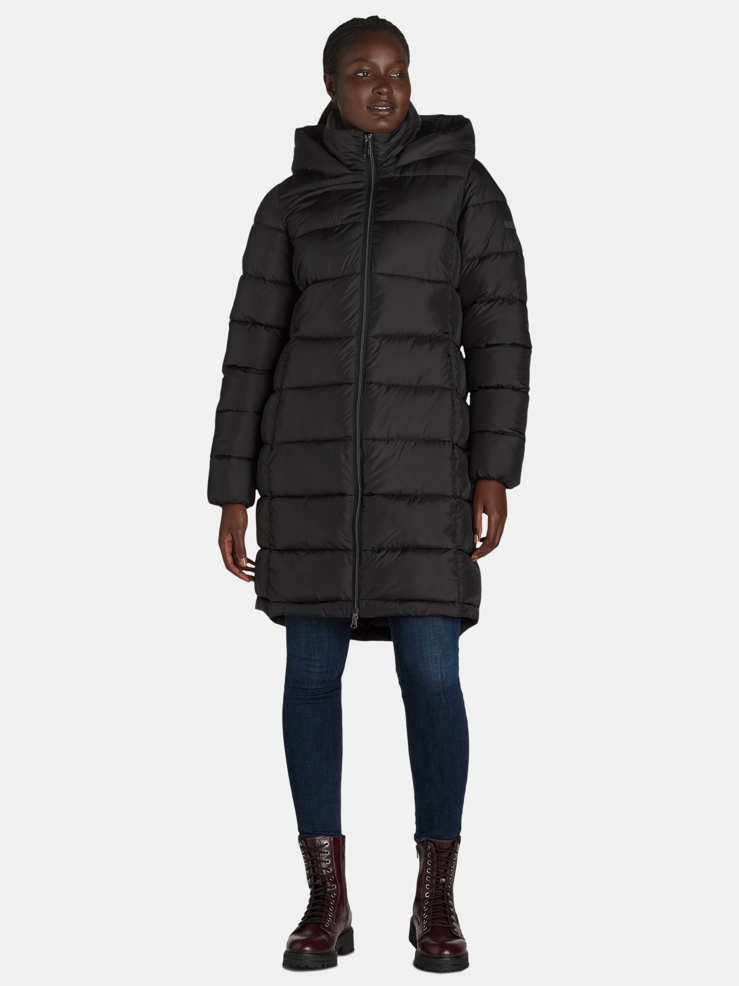 BCBG Paris Women's and Women's Plus Long Hooded Puffer Coat, Sizes S-3X ...