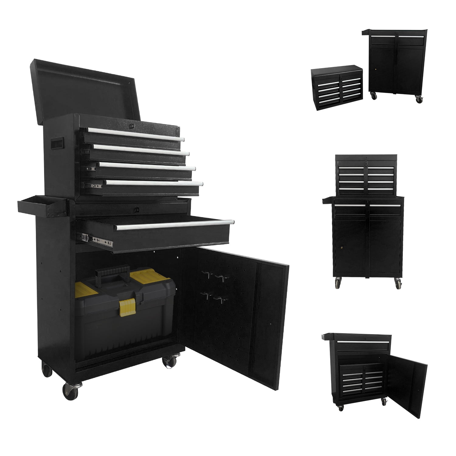 BCBYou 5-Drawer Rolling Tool Chest & Cabinet, 2 in 1 High Capacity Tool ...