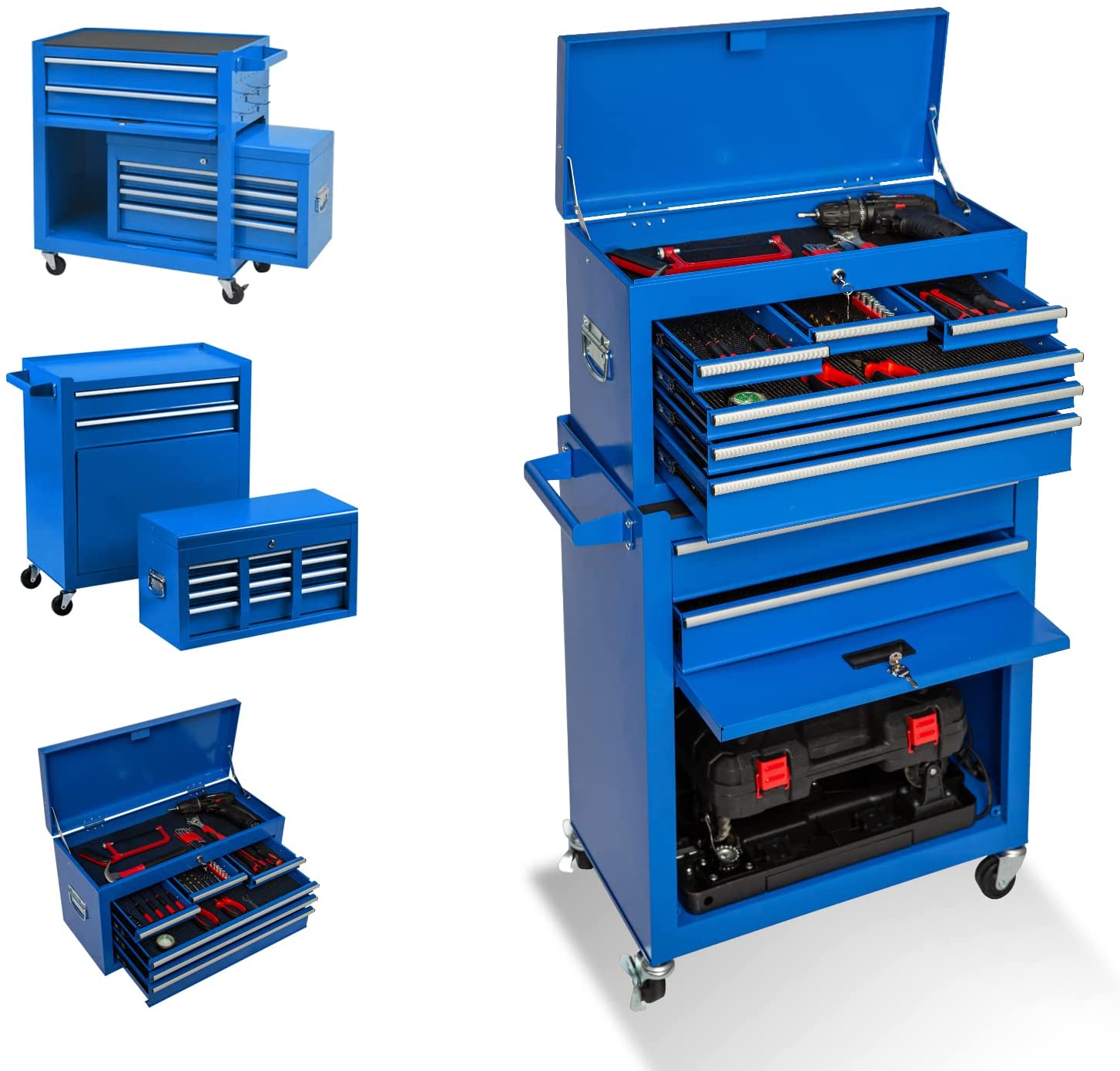 BCBYou 8-Drawer Tool Chest Big Rolling Removable Tool Cabinet, Portable ...