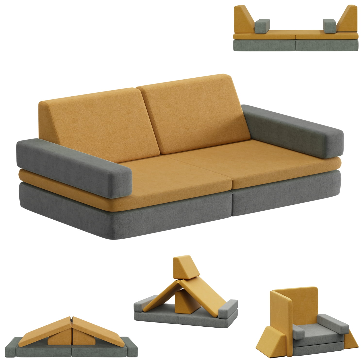 BCBYou 8 Pcs Kids Couch Sponge Toddler Play Couch Multifunctional ...