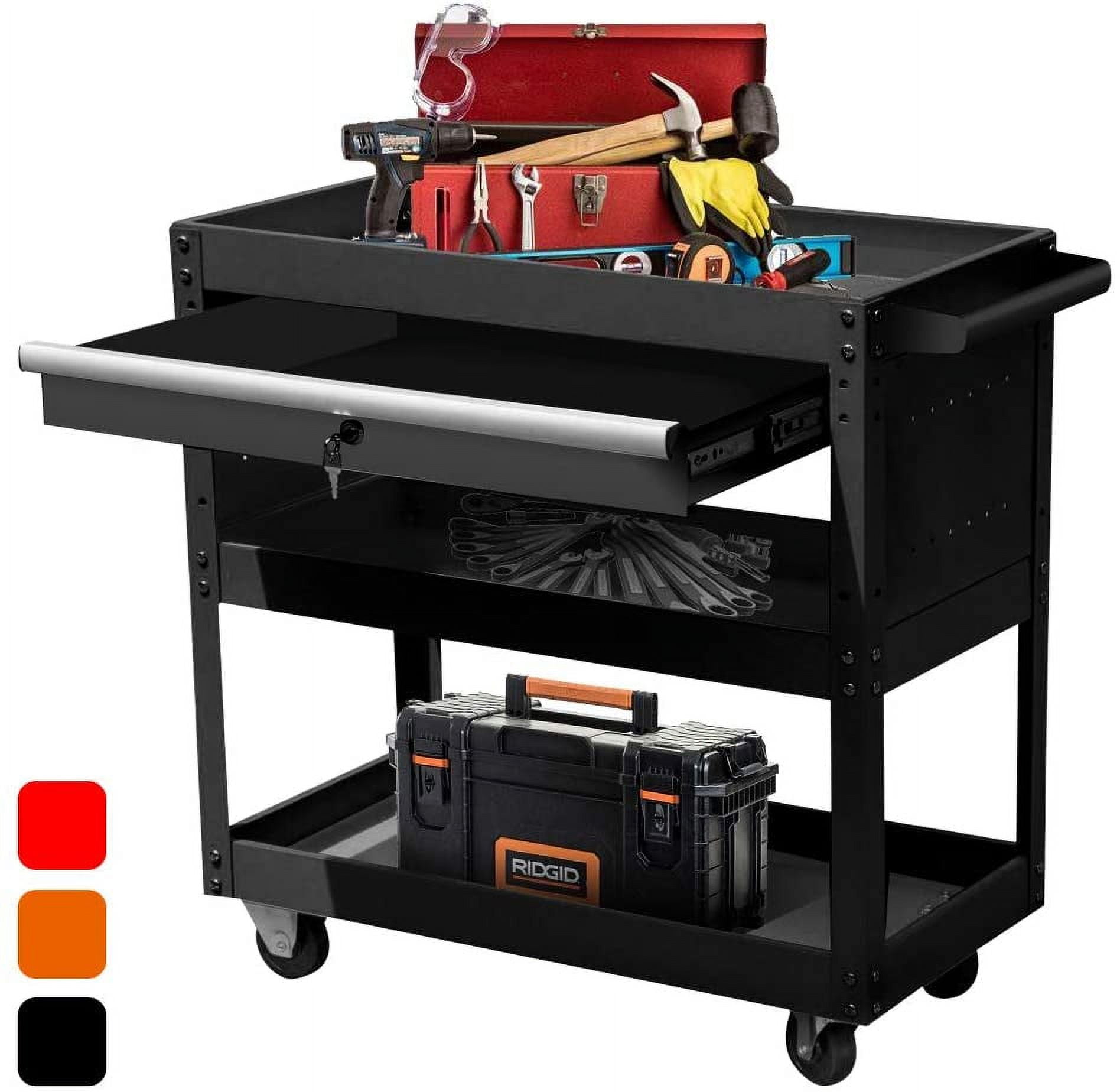 BCBYou Heavy Duty Rolling Tool Cart,27 Inch 3-Tier Tool Cart with ...