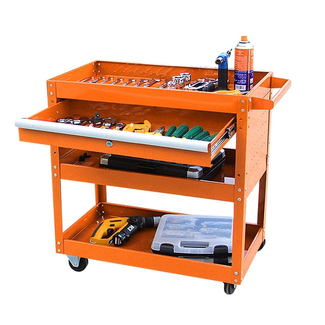 BCBYou 3-Tier Mechanic Tool Cart with Lockable Drawer, Rolling Toolbox ...