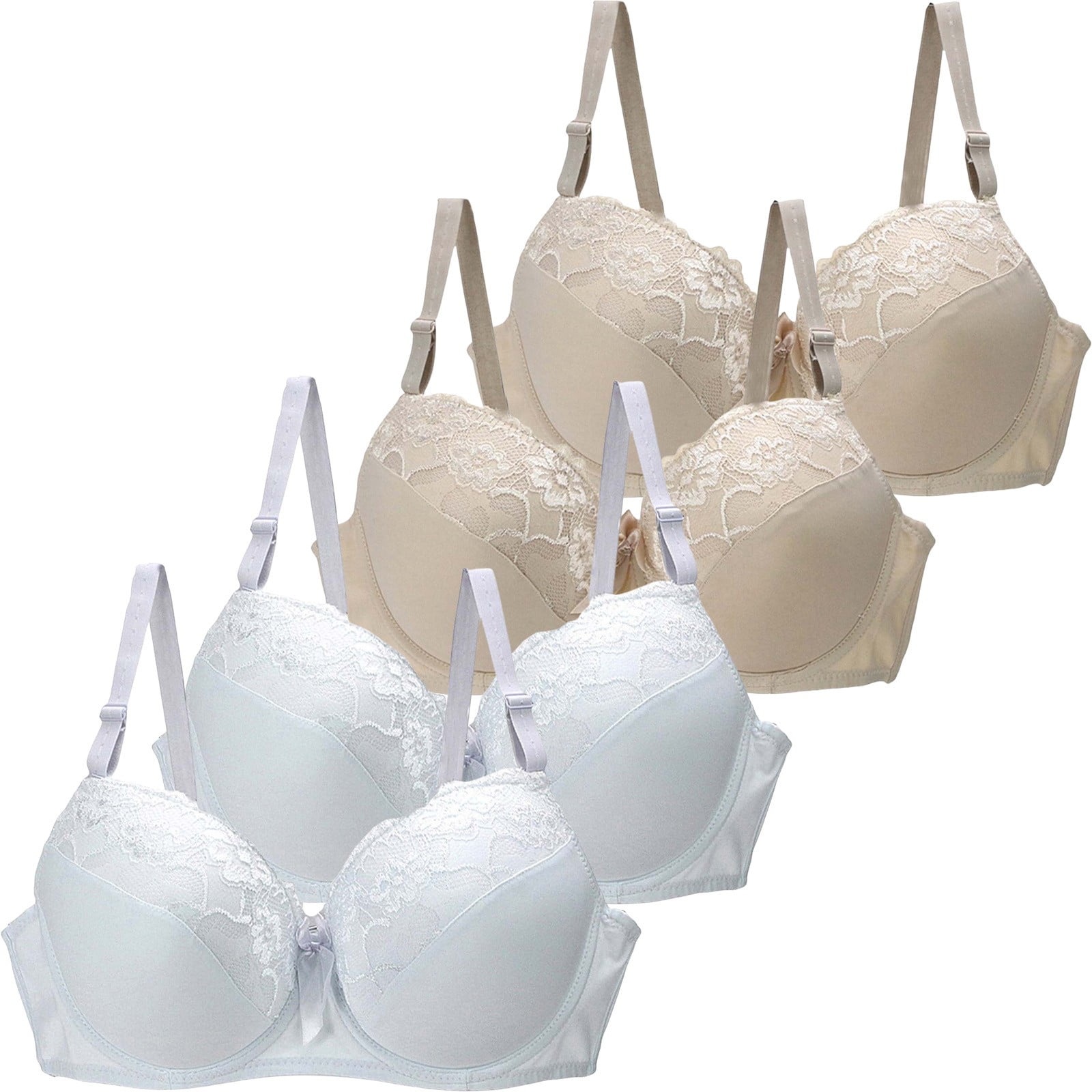 BCDE Cup Lace Bra for Lingerie Plus Size - 4PC Wireless Set, Gray 85B ...
