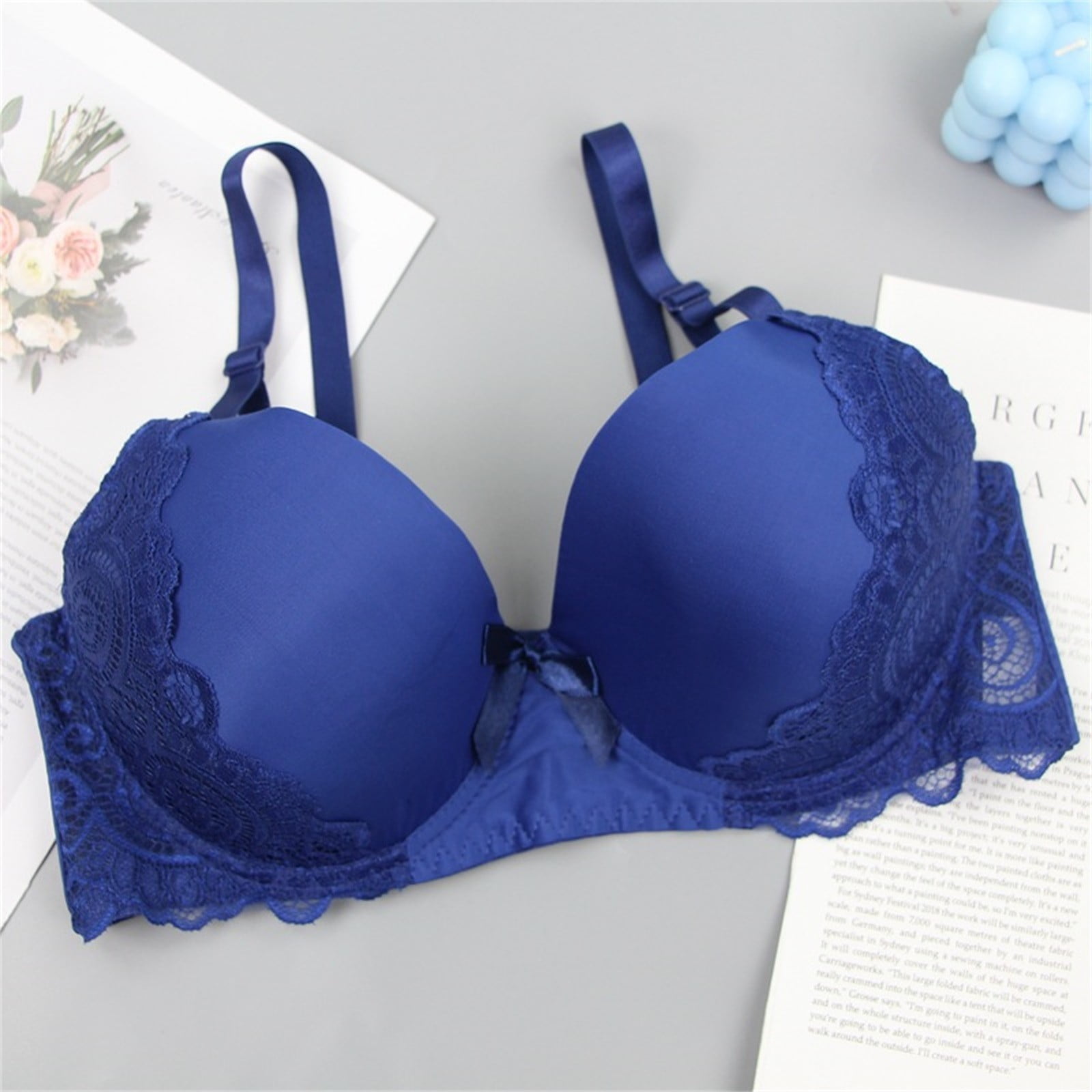BCDE Cup Lace Bra for Lingerie Plus Size - Wireless Comfort, Blue 95E, Size 80D-115E - Walmart.com