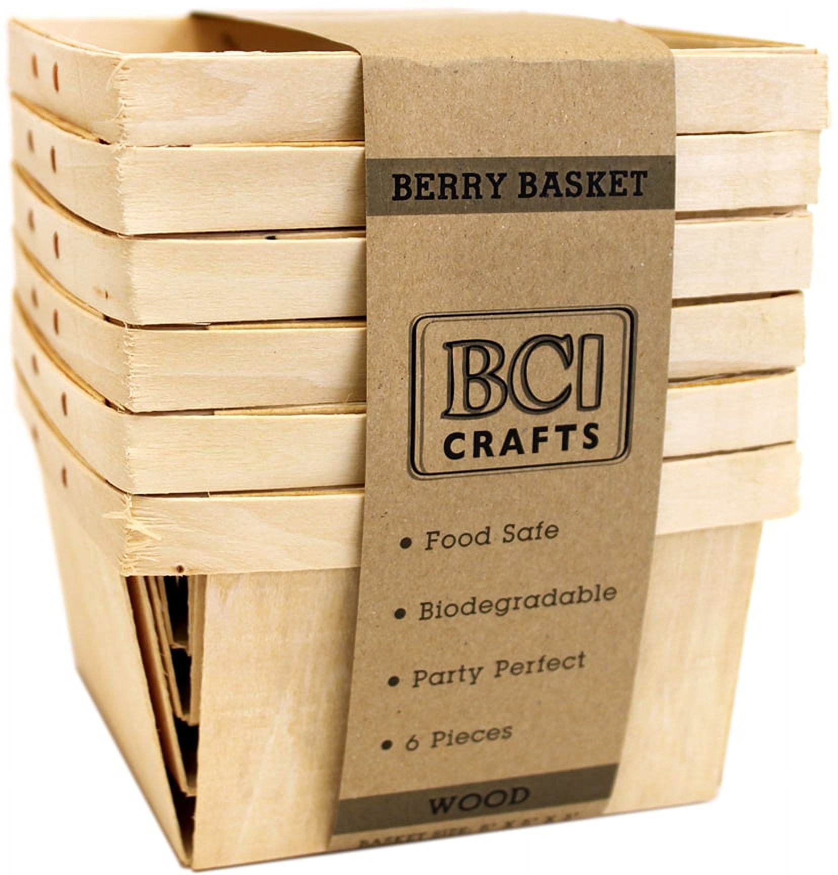 BCI Crafts Berry Basket 6/Pkg-Wood - Walmart.com