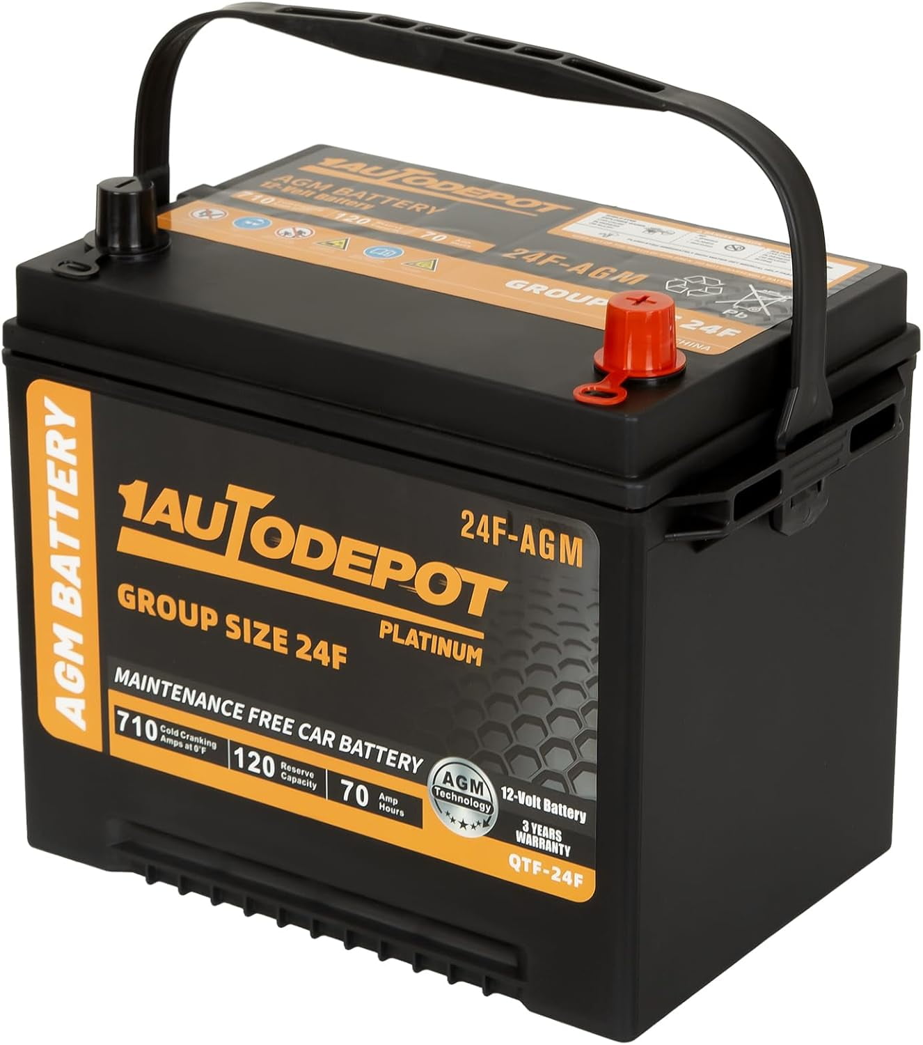 BCI Group 24F Car , 12V 70Ah Automotive Premium Maintenance Free AGM Batteries, 710CCA, 120RC ...