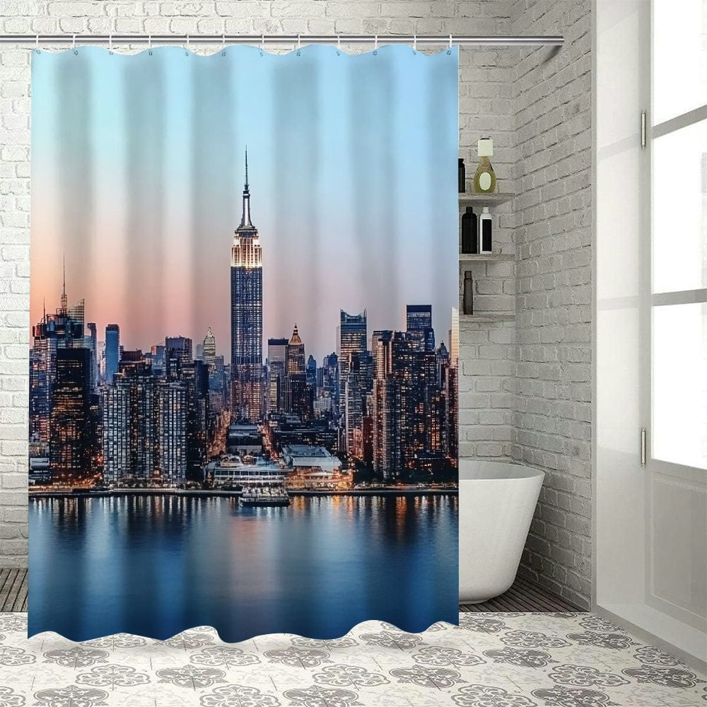 BCIG City Skyline High-Rise Building Water Body Bathroom Decoration Set ...
