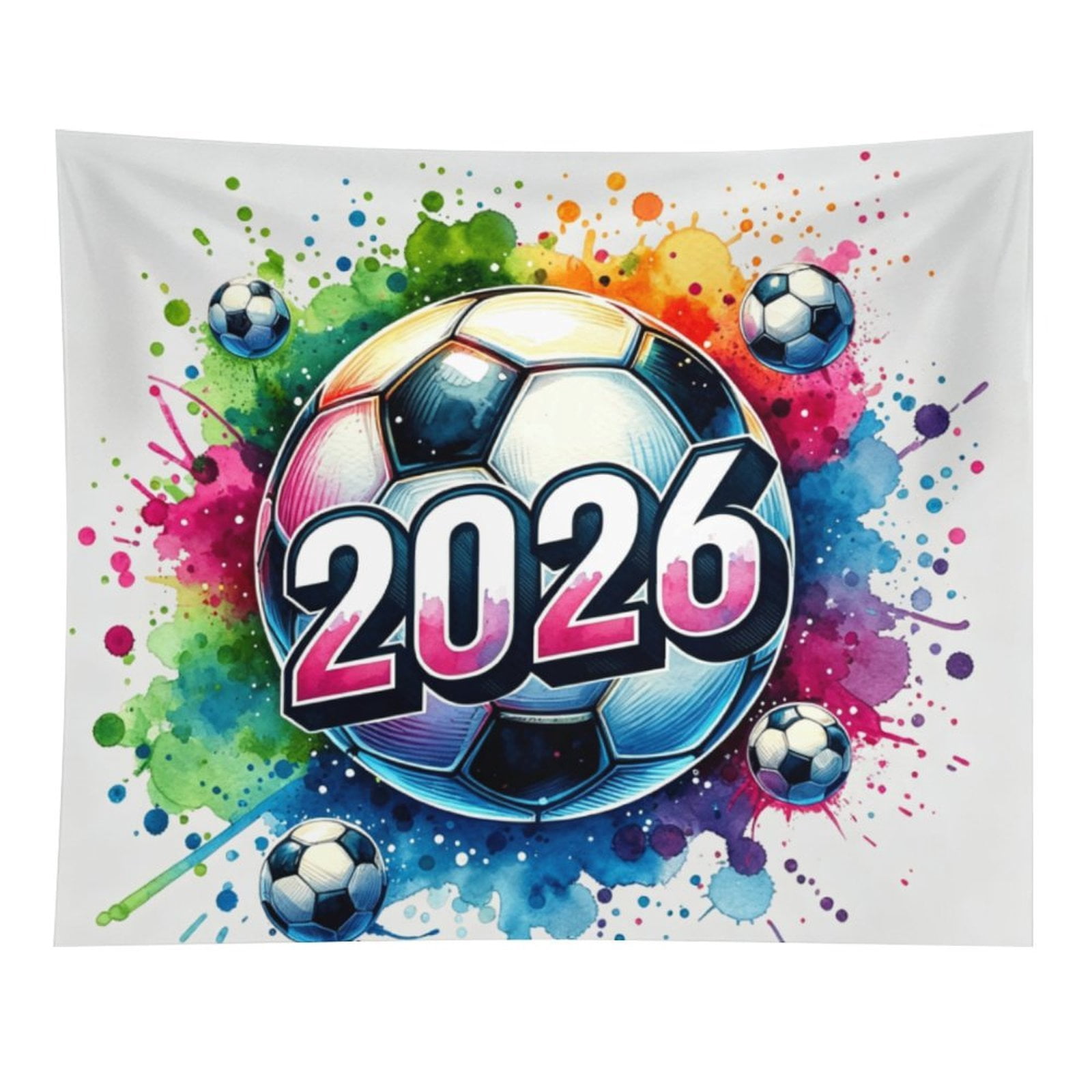 BCIIG 2026 Watercolor Soccer Art Print Tapestry, Polyester Print Wall ...
