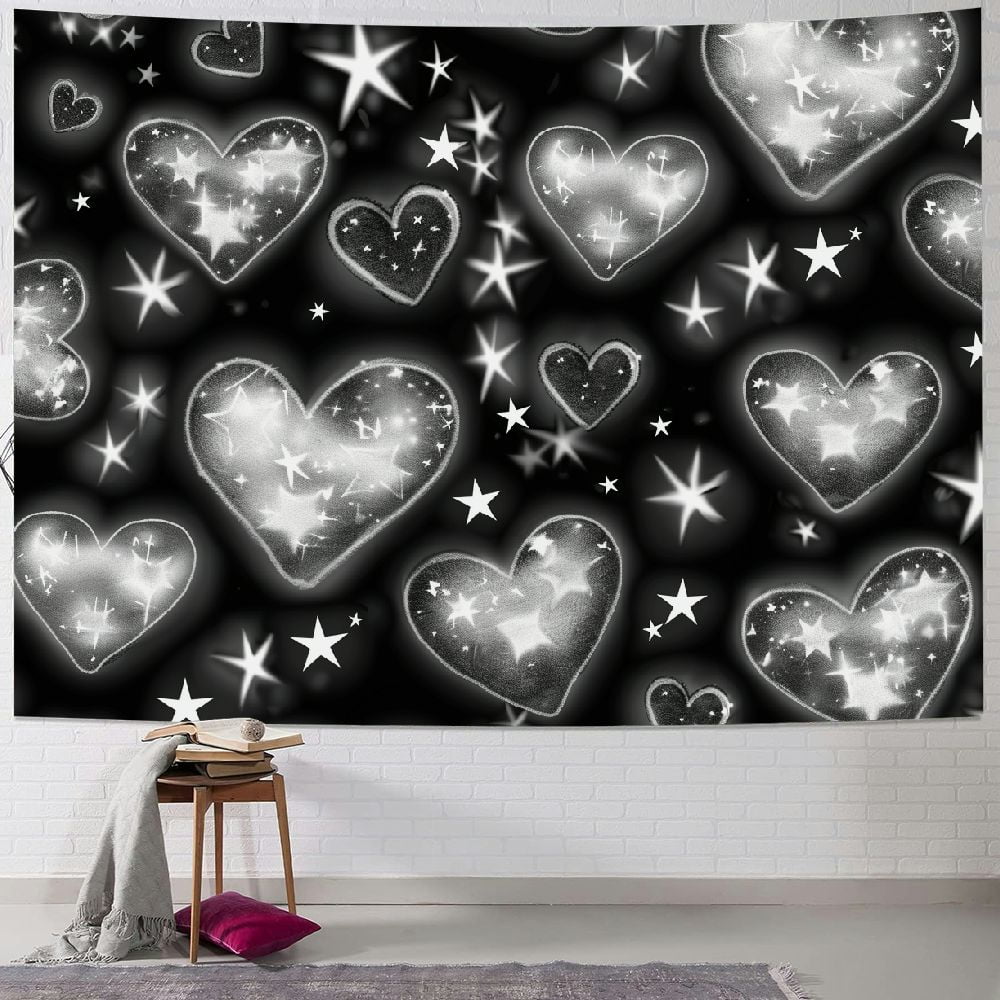 BCIIG 7×5ft Black Heart Photo Backdrop Early 2000s Party Decorations ...