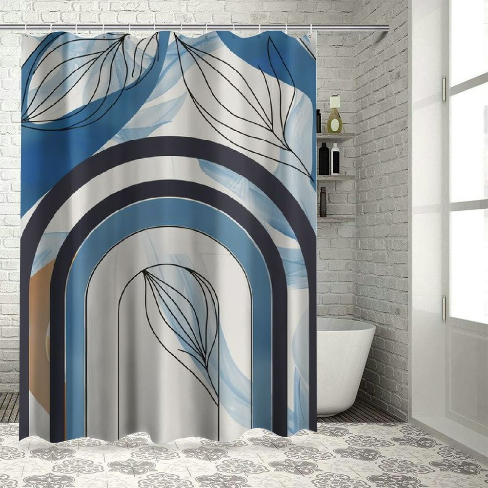 Bciig Abstract Mid Century Bathroom Shower Curtain Bohemian Eucalyptus