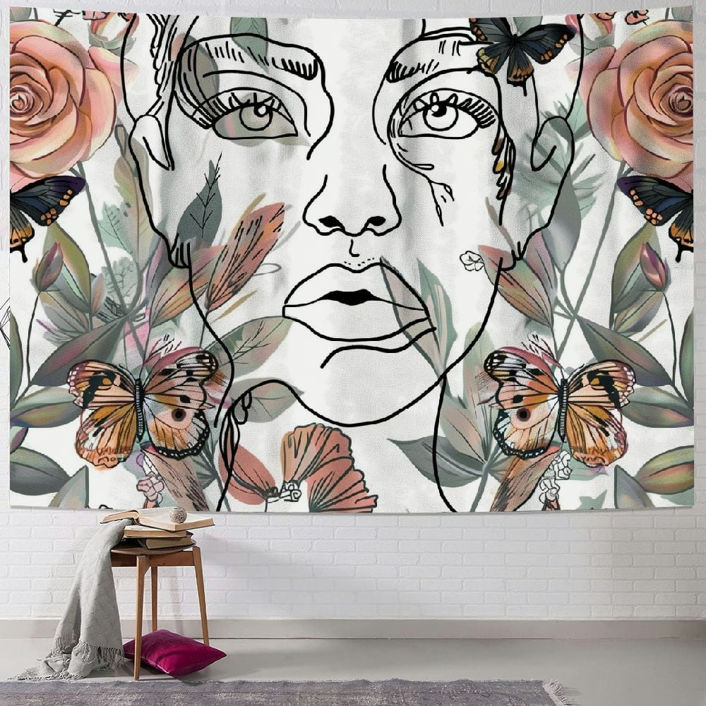 BCIIG Abstract Women Face Flower Fabric Wall Hanging Tapestry Boho ...