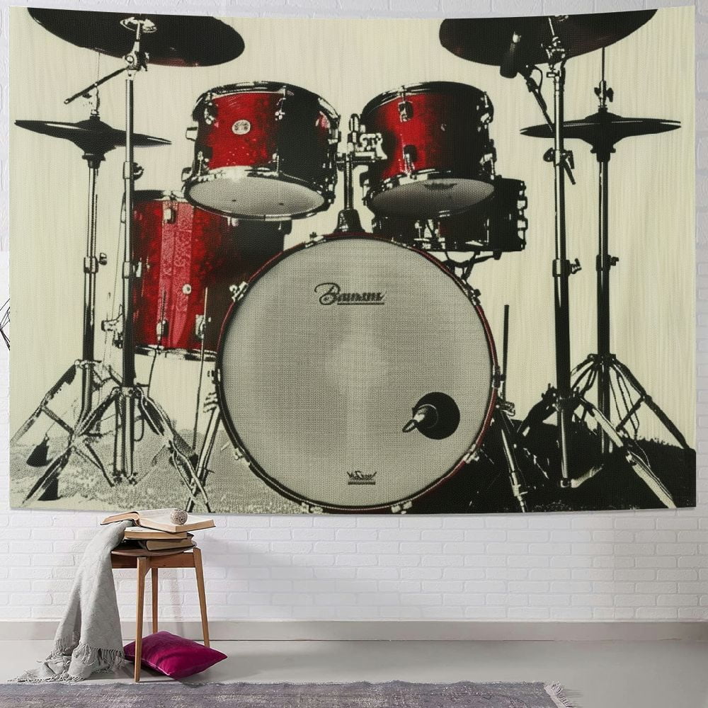 BCIIG Aesthetic Drum Set Tapestry Wall Hanging Unique Style for Home Decor, Graphic Tapestries ...