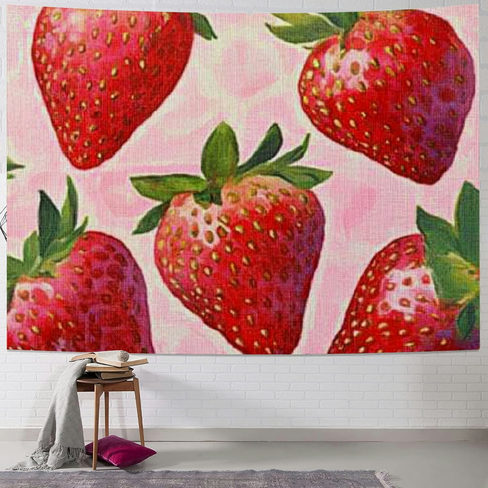 BCIIG Aesthetic Strawberries Tapestry Wall Hanging Unique Style Graphic ...