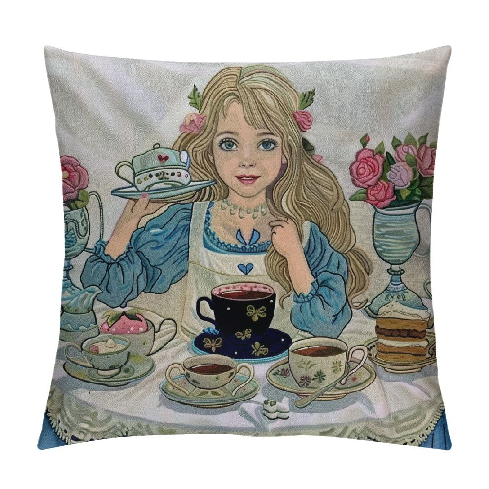 BCIIG Alice in Wonderland Throw Pillow Cushion Cover, Alice Pours Cup ...