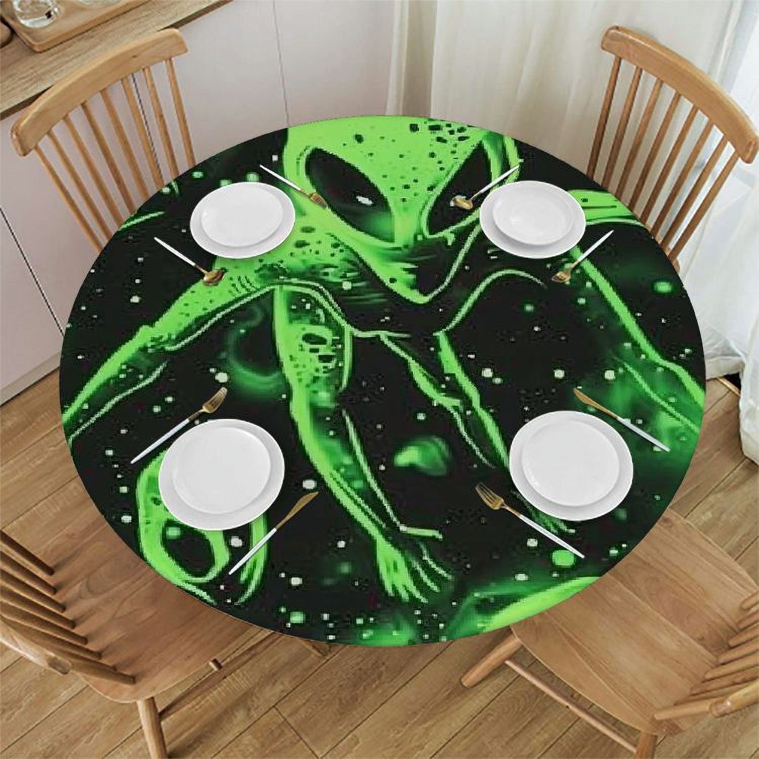 BCIIG Alien Round Tablecloth, Stain Resistant, Washable, Indoor Outdoor ...