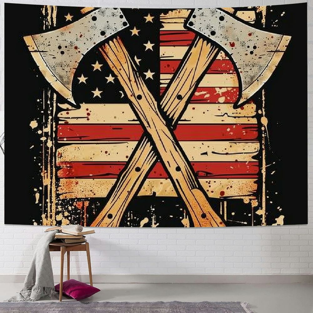 BCIIG American Flag Axe Throwing Hatchet Thrower Signs Metal Tin Sign ...