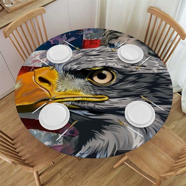 BCIIG American Flag Bald Eagle Round Table Cover Stain Resistant ...