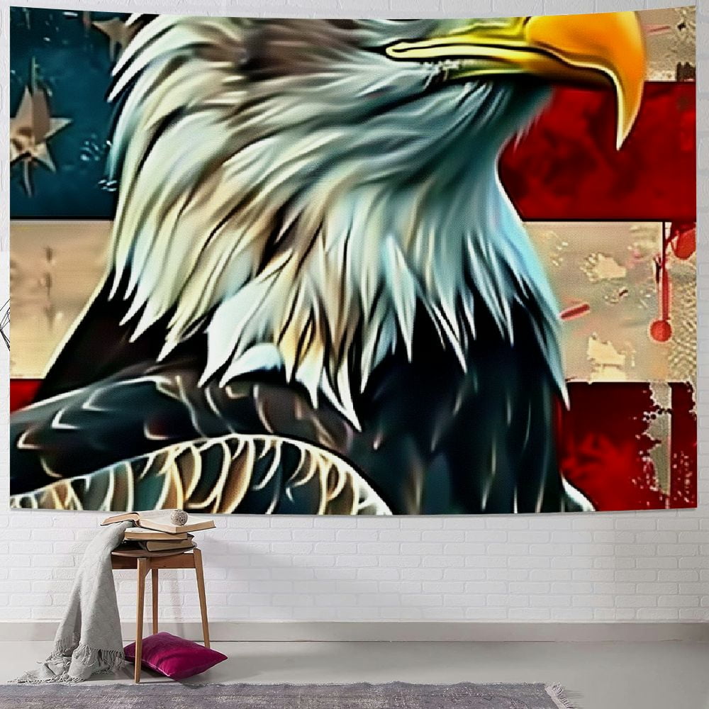 BCIIG American Flag and Bald Eagle Tapestry Wall Hanging Unique Style ...